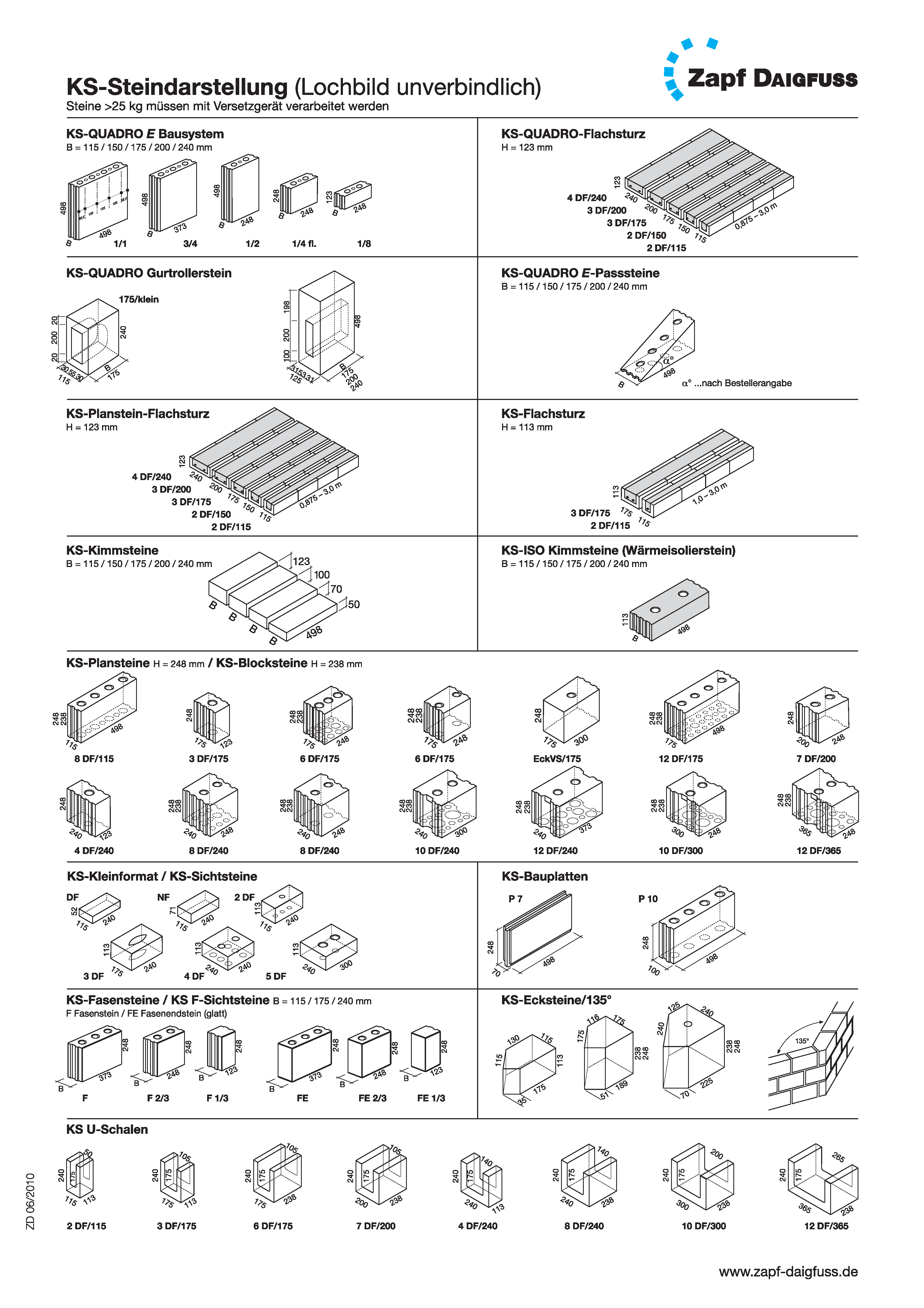 Kalksandstein-Formate in der Übersicht | Zapf-Daigfuss